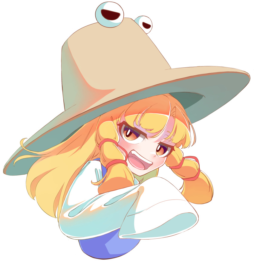 Safebooru - 1girl blonde hair hair ribbon hat highres jitome long hair moriya suwako oyatu ...