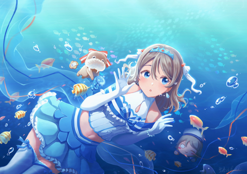 Safebooru - 1girl brown hair fish highres koi ni naritai aquarium looking at viewer love live ...