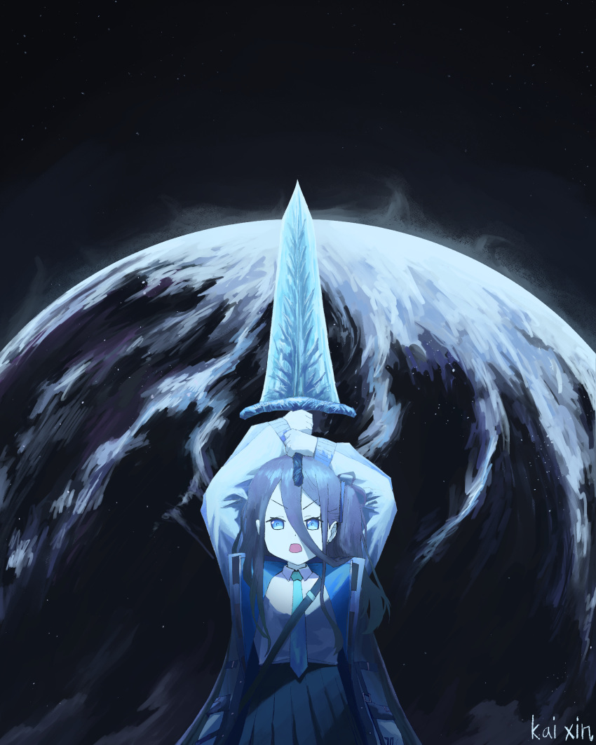 Safebooru - 1girl :o absurdres aris (blue archive) arms up black hair ...