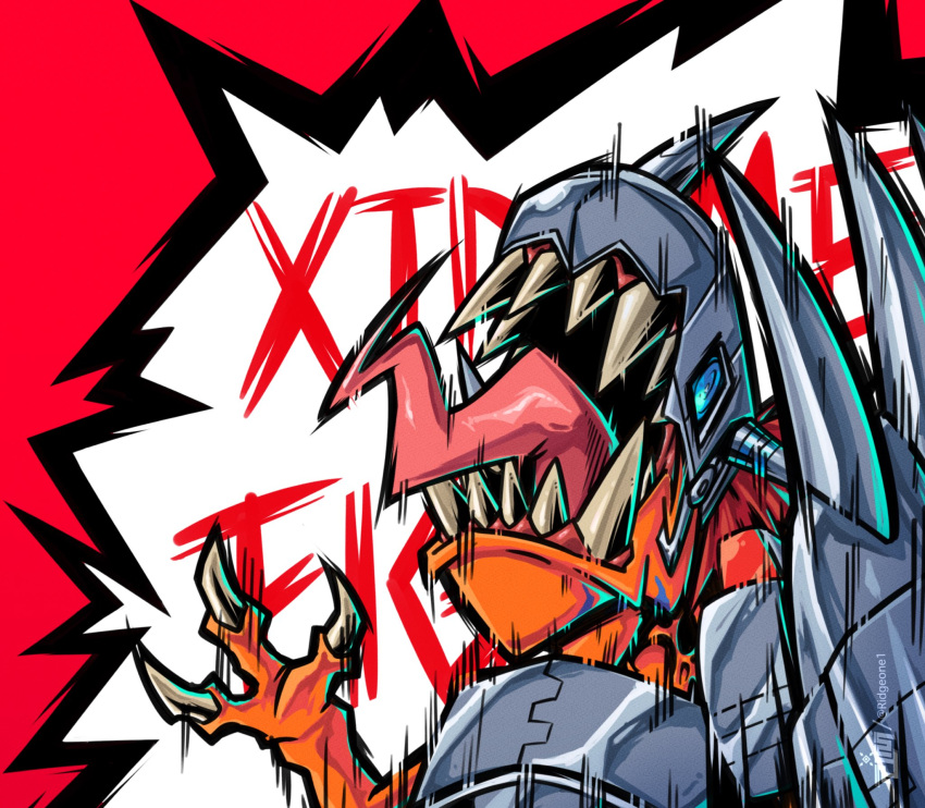 Safebooru - blue eyes claw (weapon) colored skin cyborg digimon digimon ...