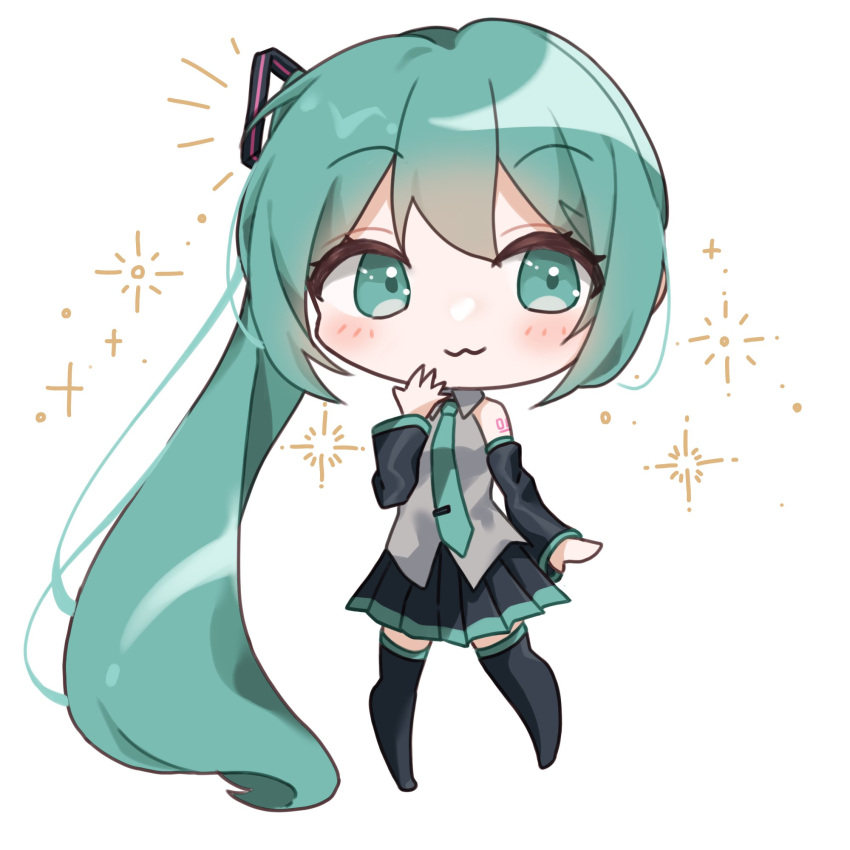 Safebooru - 1girl :3 alternate hairstyle aqua eyes aqua hair aqua necktie black footwear black ...