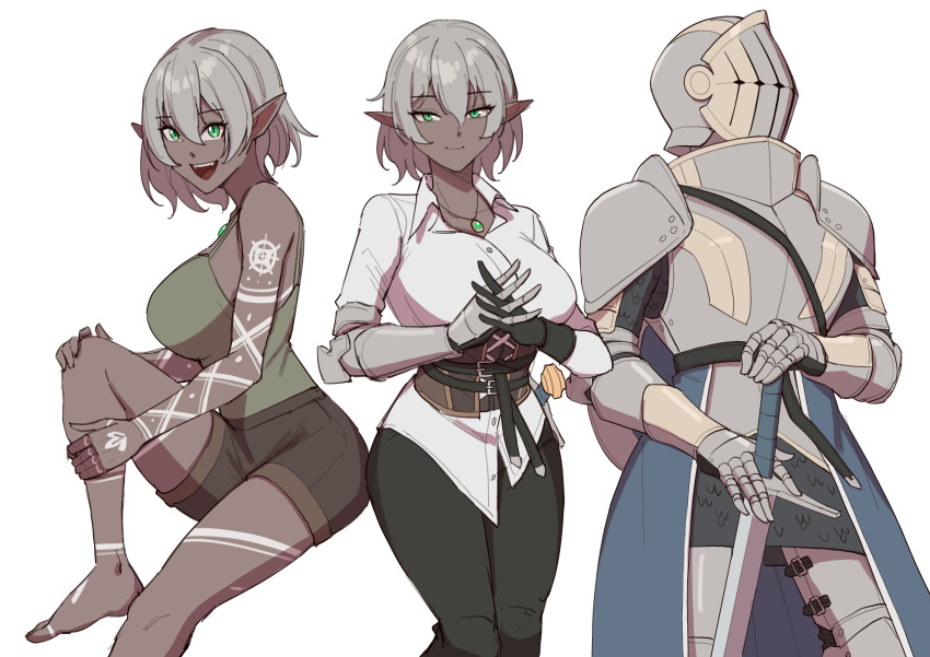 Safebooru - 1girl absurdres arm markings armor breastplate breasts closed mouth dark-skinned ...