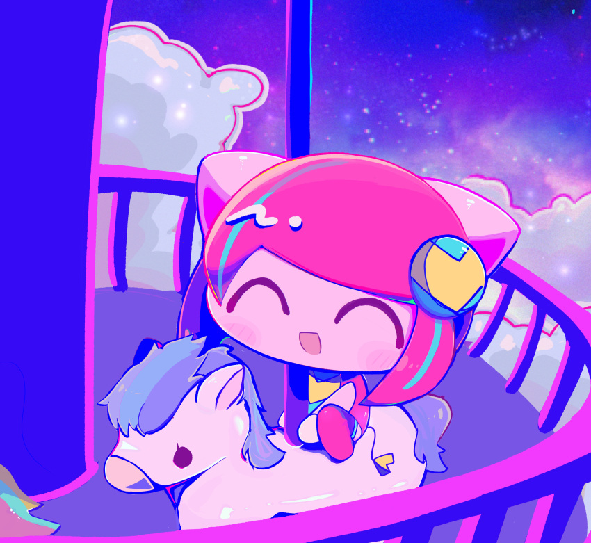 Safebooru - 1girl ^ ^ absurdres aqua hair boots carousel chibi chibi ...