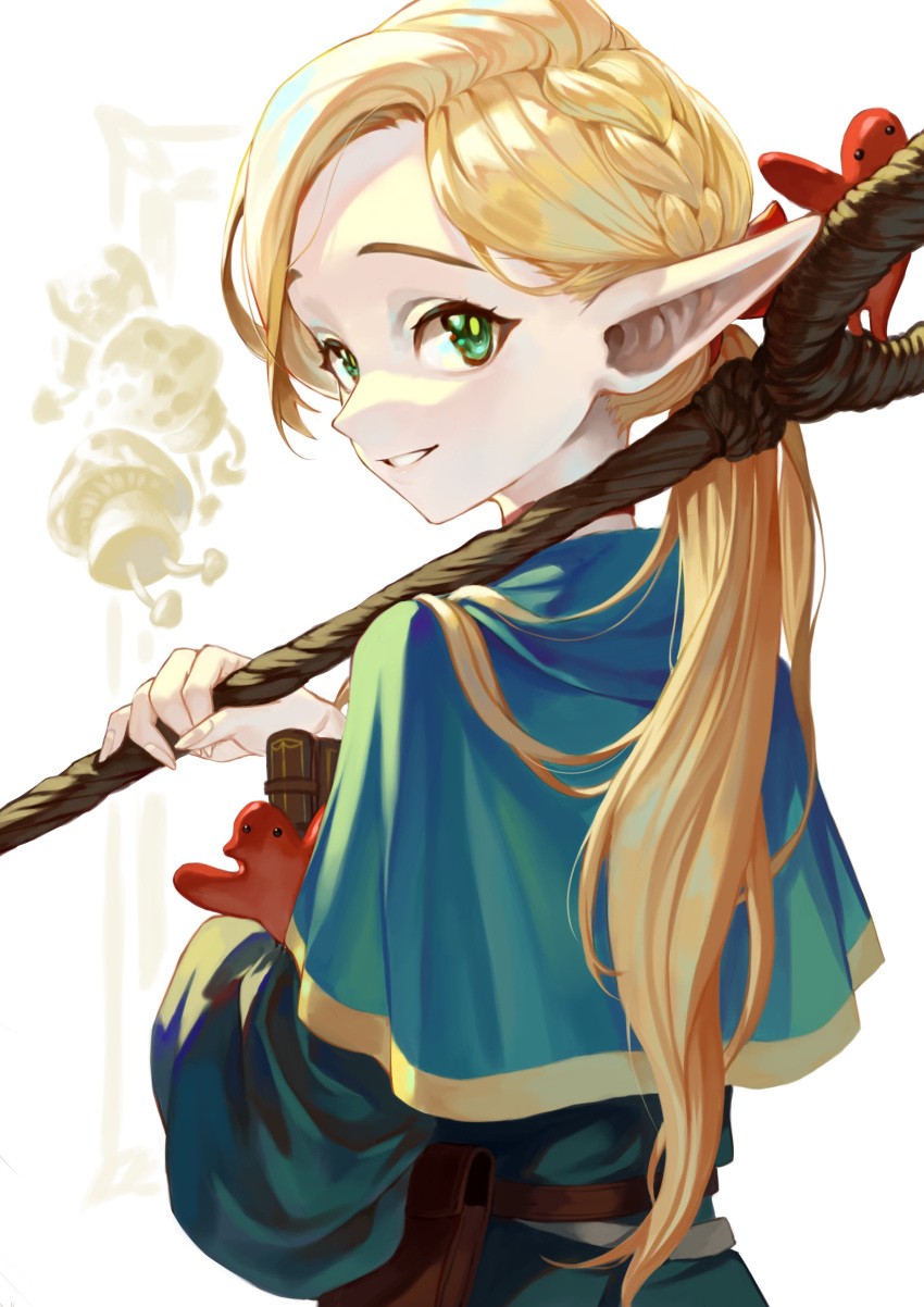 Safebooru - 1girl absurdres alicetarrandalf blonde hair blue capelet blue robe braid capelet ...