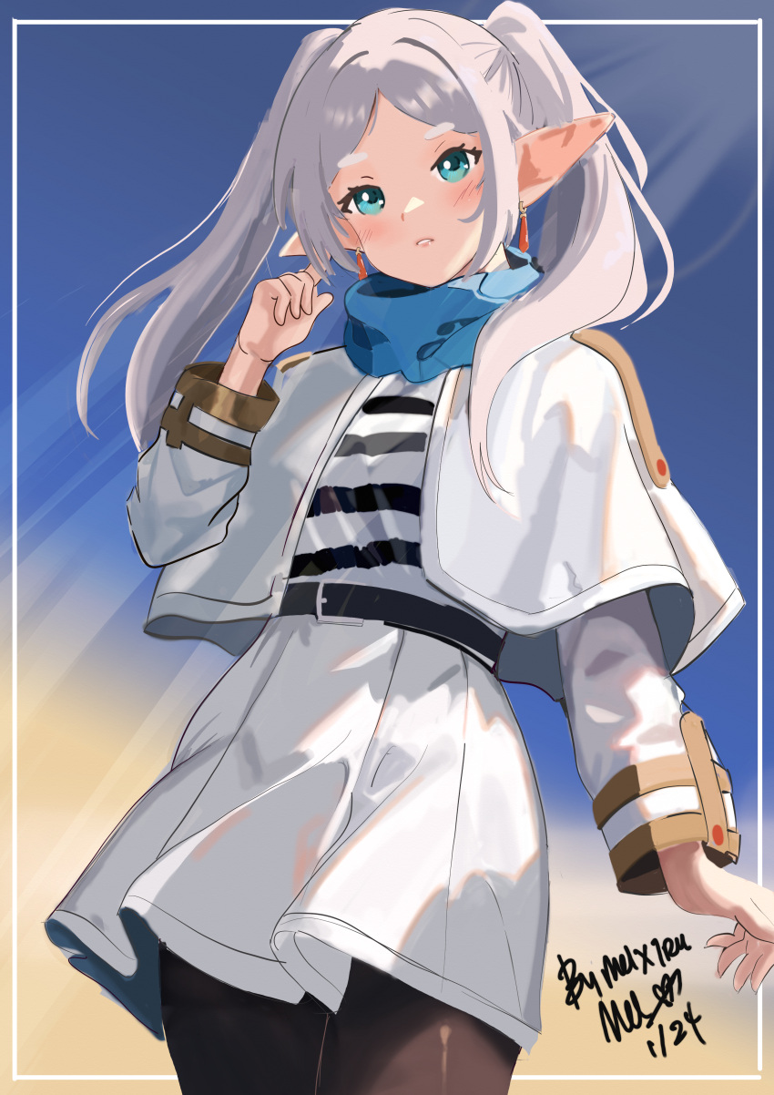 Safebooru - 1girl absurdres belt black pantyhose blue eyes blue scarf ...