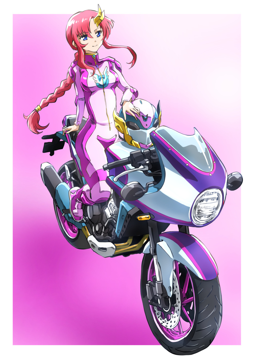 Safebooru - 1girl biker clothes bikesuit blue eyes bodysuit boots braid breasts gundam gundam ...