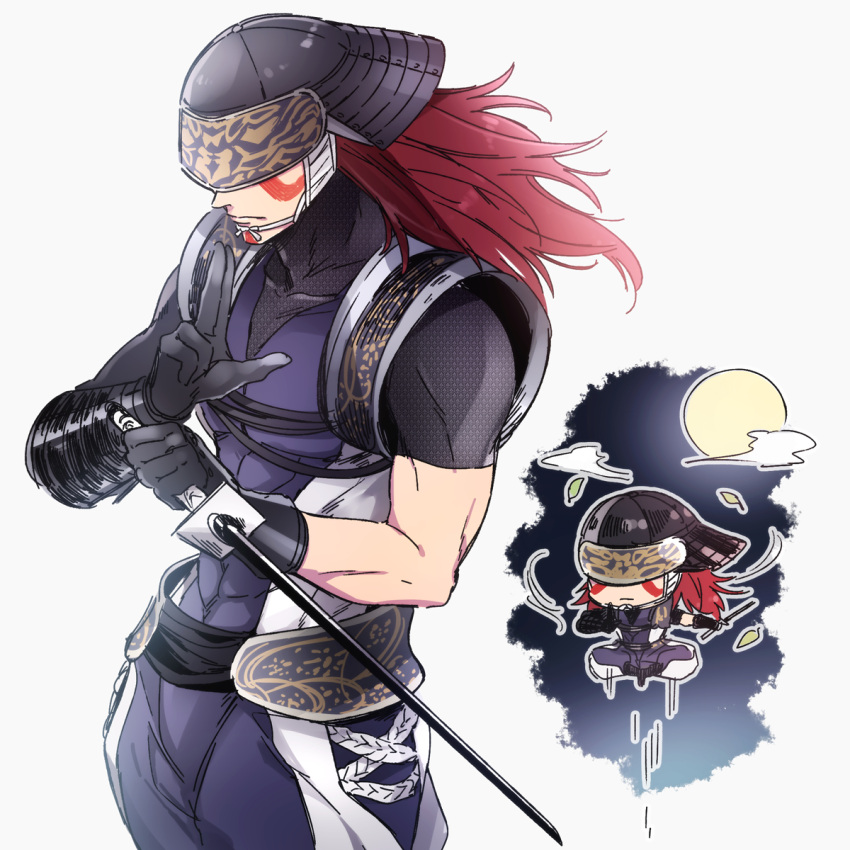 Safebooru - 1boy abs armor asymmetrical sleeves black gloves chibi ...