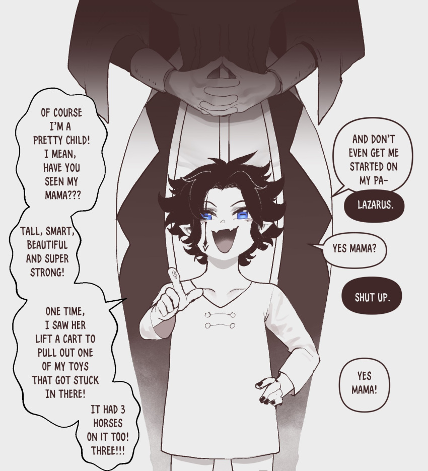 Safebooru - 1boy 1girl behind another bloodlight (nyantcha) blue eyes ...