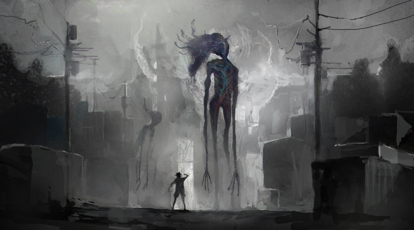 Safebooru - 1other fog giant giant monster hat highres horror (theme ...