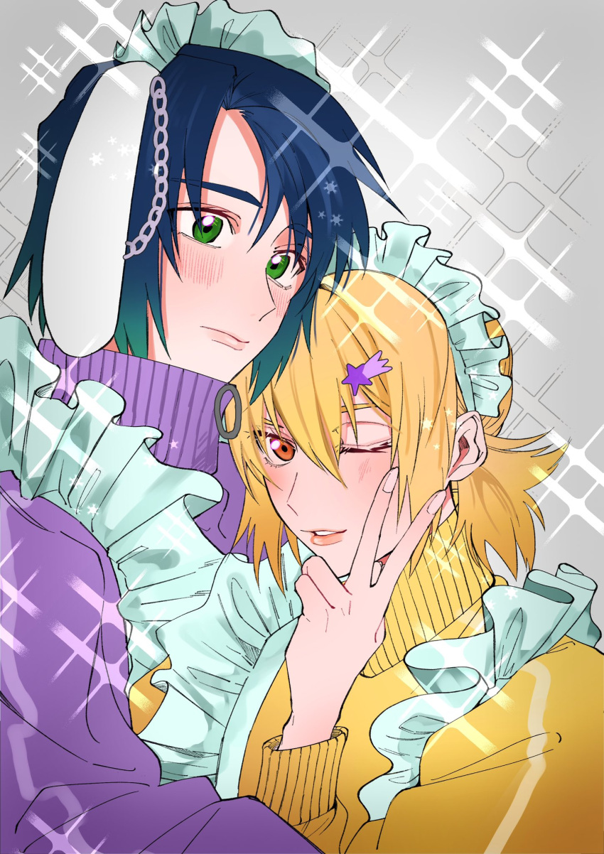 Safebooru - 1boy 1girl animal ears apron athrun zala blonde hair blue ...