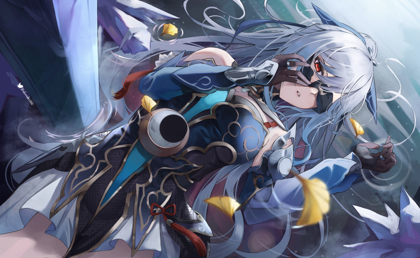 Safebooru - 1girl absurdres bare shoulders black blindfold black bridal gauntlets black gloves ...