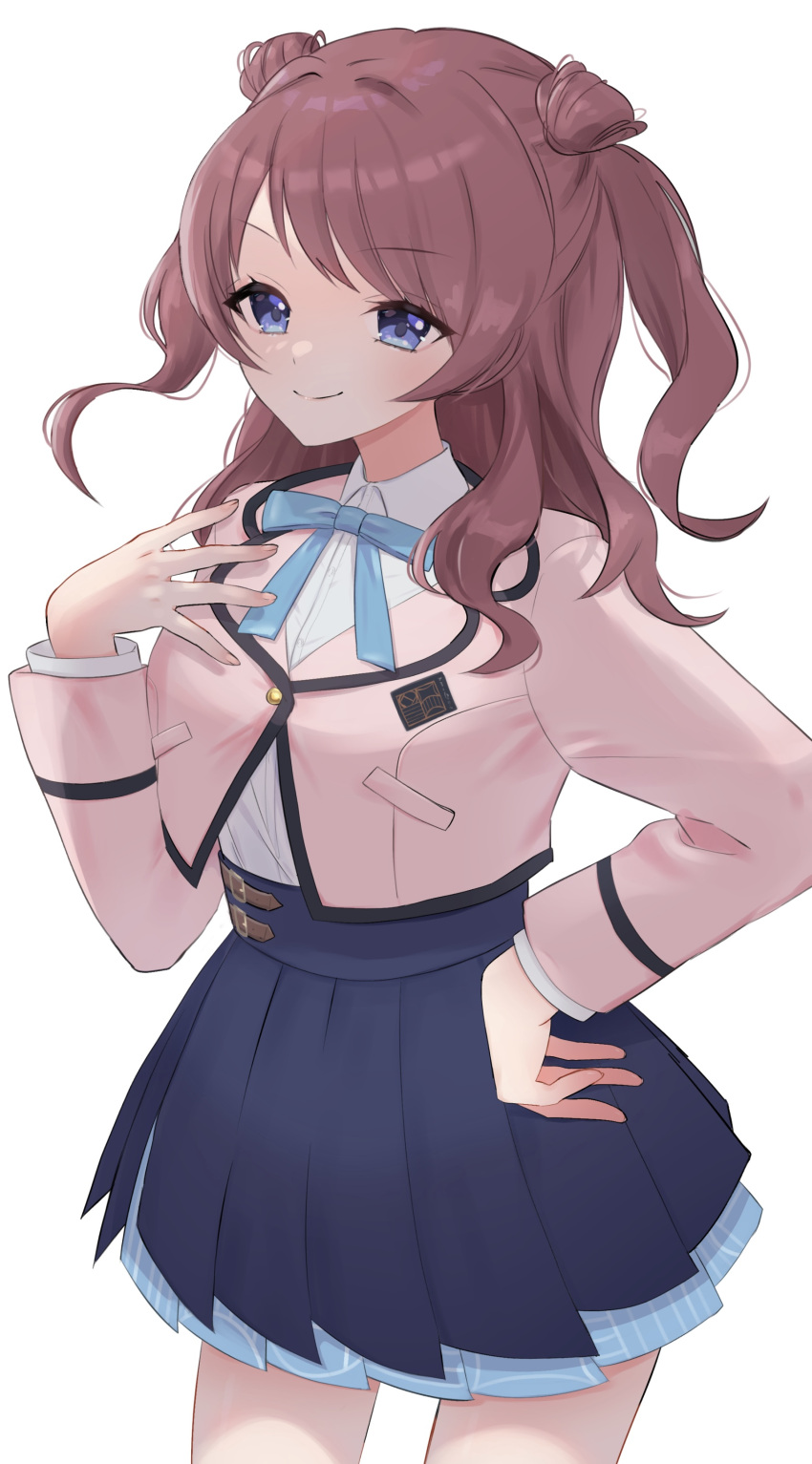 Safebooru - 1girl absurdres blazer blue eyes blue overskirt blue ribbon blue skirt blush brown ...