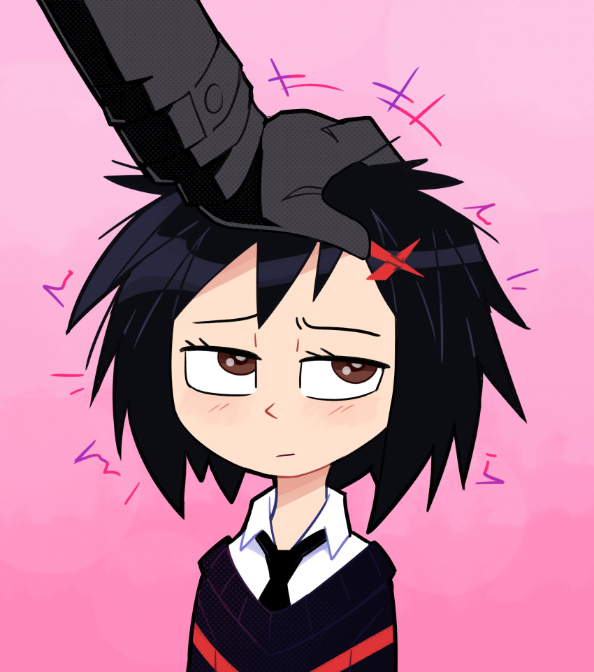 Safebooru - 1boy 1girl absurdres black hair black necktie black sweater ...