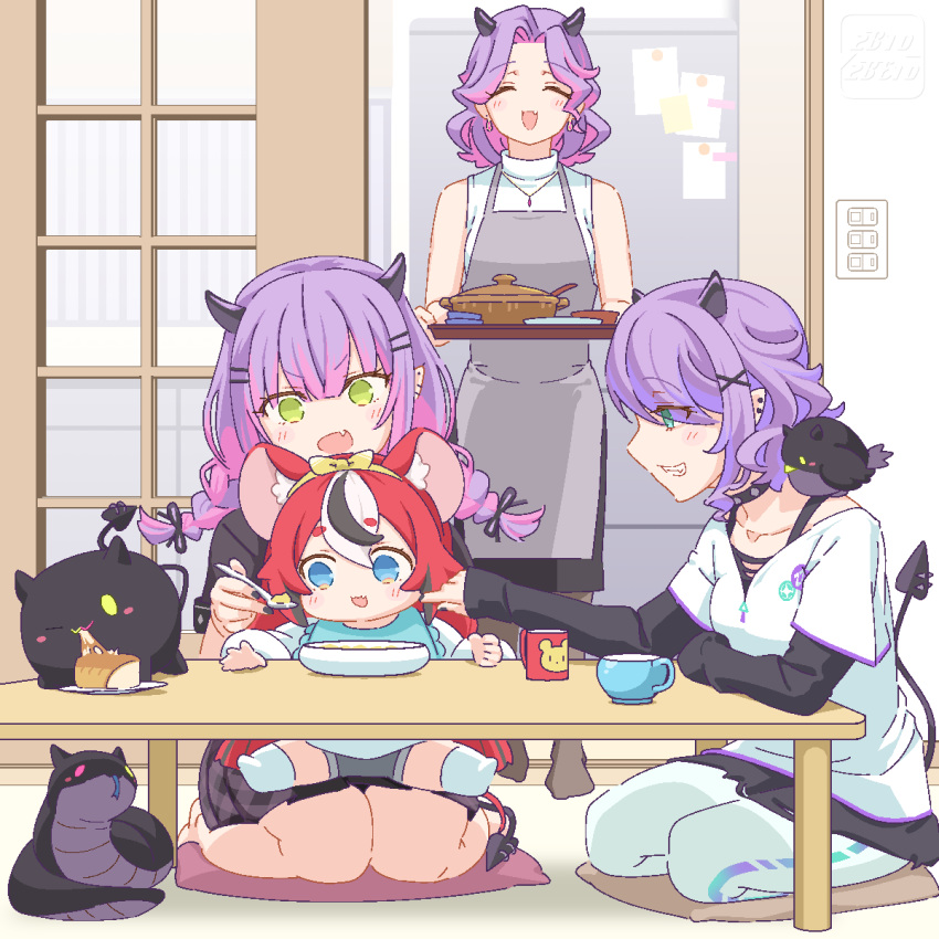 Safebooru - 4girls aged down animal ears apron baby bibi (tokoyami towa ...