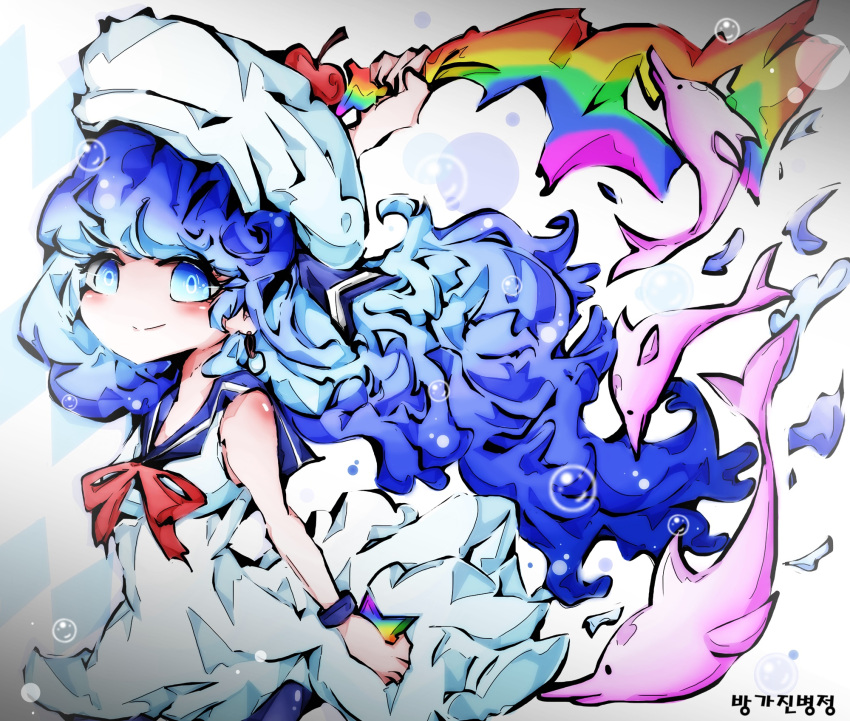 Safebooru - 1girl abdl9918 blue eyes blue hair blue sailor collar bow ...