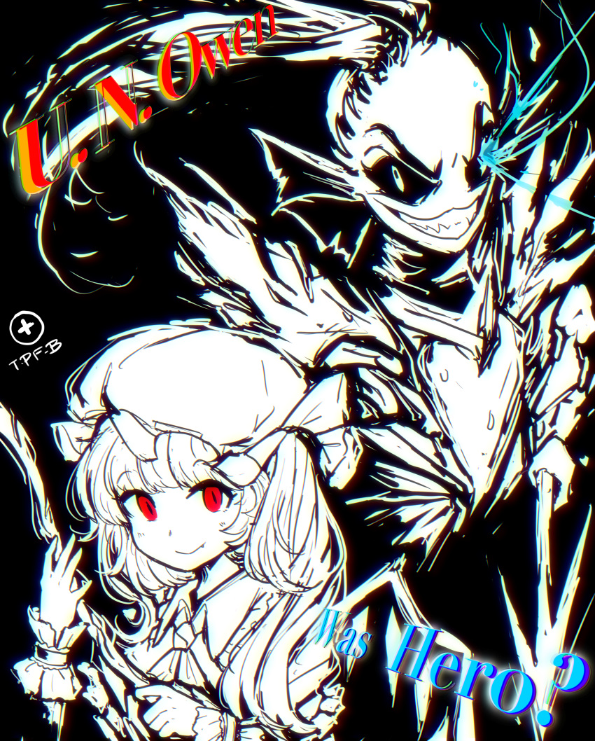 Safebooru - 2girls absurdres black background blue eyes english text ...