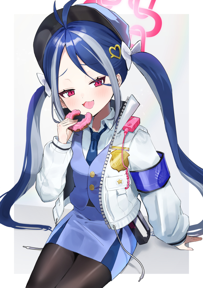 Safebooru - 1girl :d armband black pantyhose blue archive blue armband blue vest blush bow ...