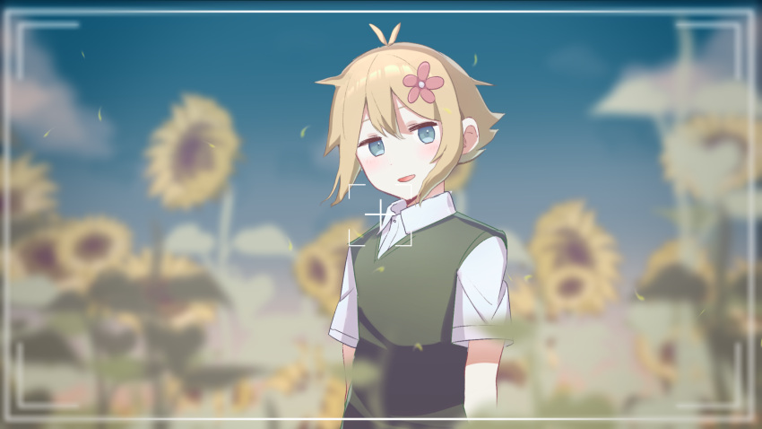 Safebooru - 1boy basil (faraway) (omori) basil (omori) blonde hair blue eyes blurry blurry ...