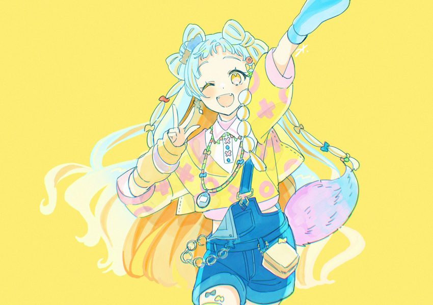 Safebooru - 1girl :d aikatsu! (series) aikatsu academy! arm up blonde hair blue hair blue ...