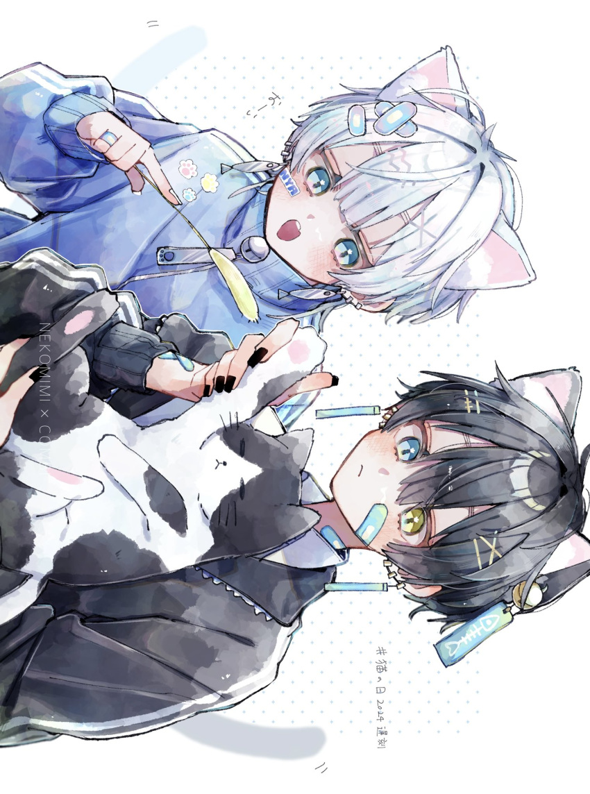 Safebooru - 1boy bad link black hair black jacket blue eyes cat highres jacket mojamoja 00 white ...