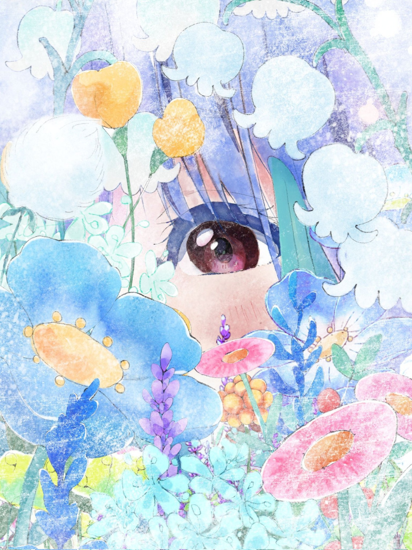 Safebooru - 1girl blue flower blue hair comiket 104 flower hibike ...