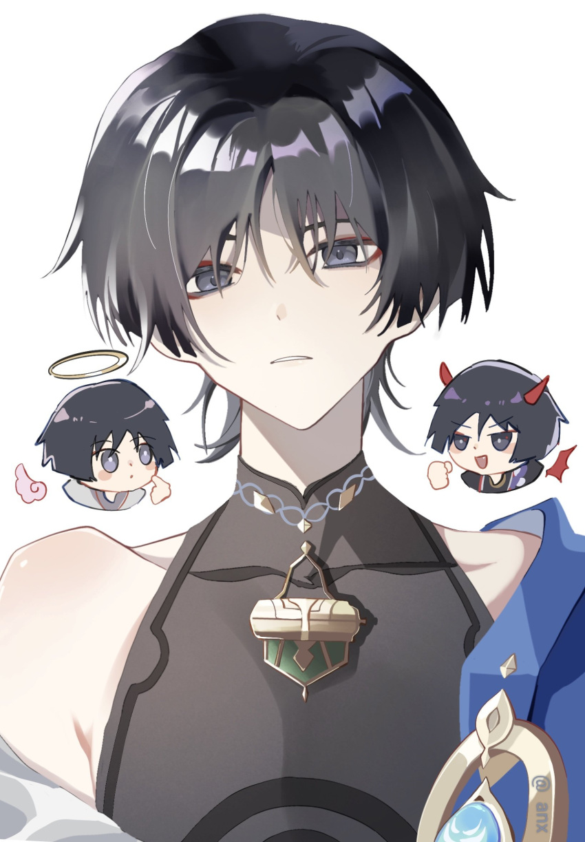 Safebooru - 3boys angel and devil angel wings armpit crease black ...