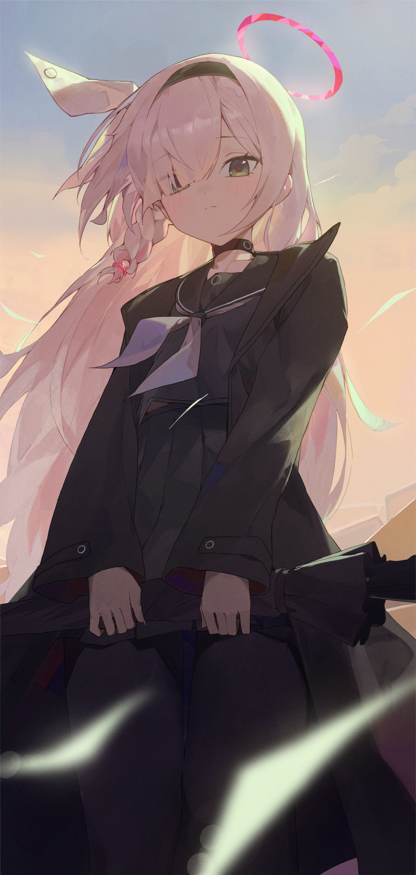 Safebooru - 1girl absurdres black choker black coat black eyes black pantyhose black sailor ...