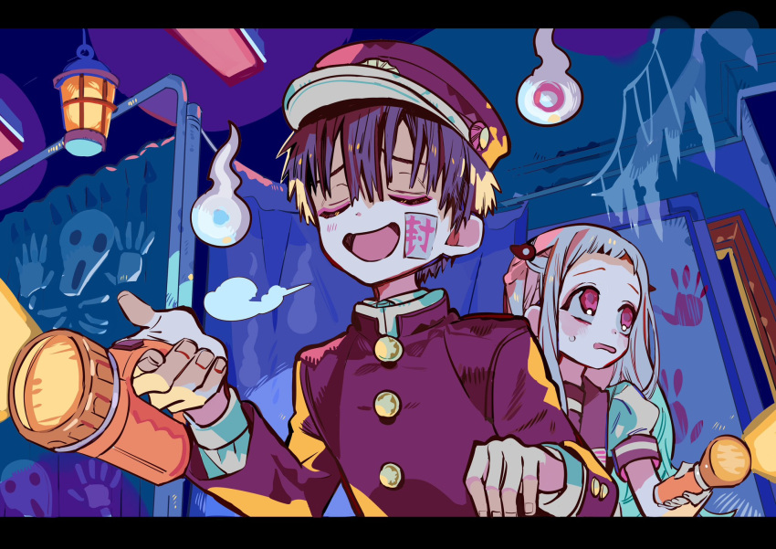 Safebooru - 1boy 1girl behind another blunt bangs ceiling ceiling light ...