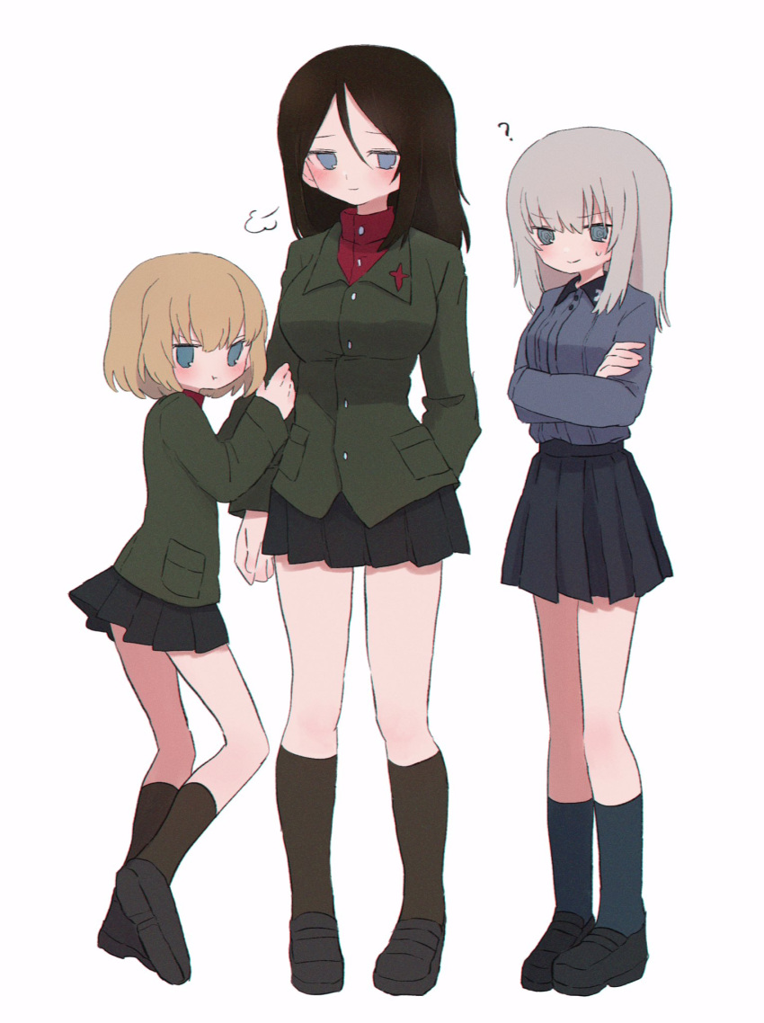 Safebooru - 3girls ? black skirt blonde hair blue eyes breasts brown ...