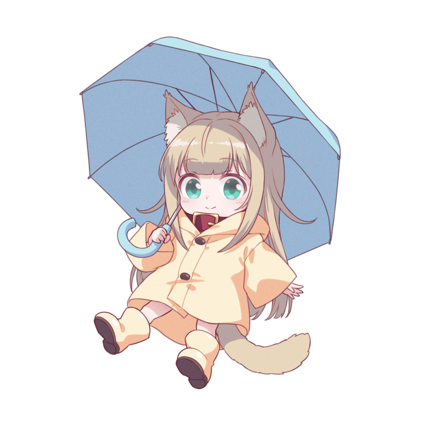 Safebooru - 1girl 40hara animal ears aqua eyes blue umbrella brown hair ...