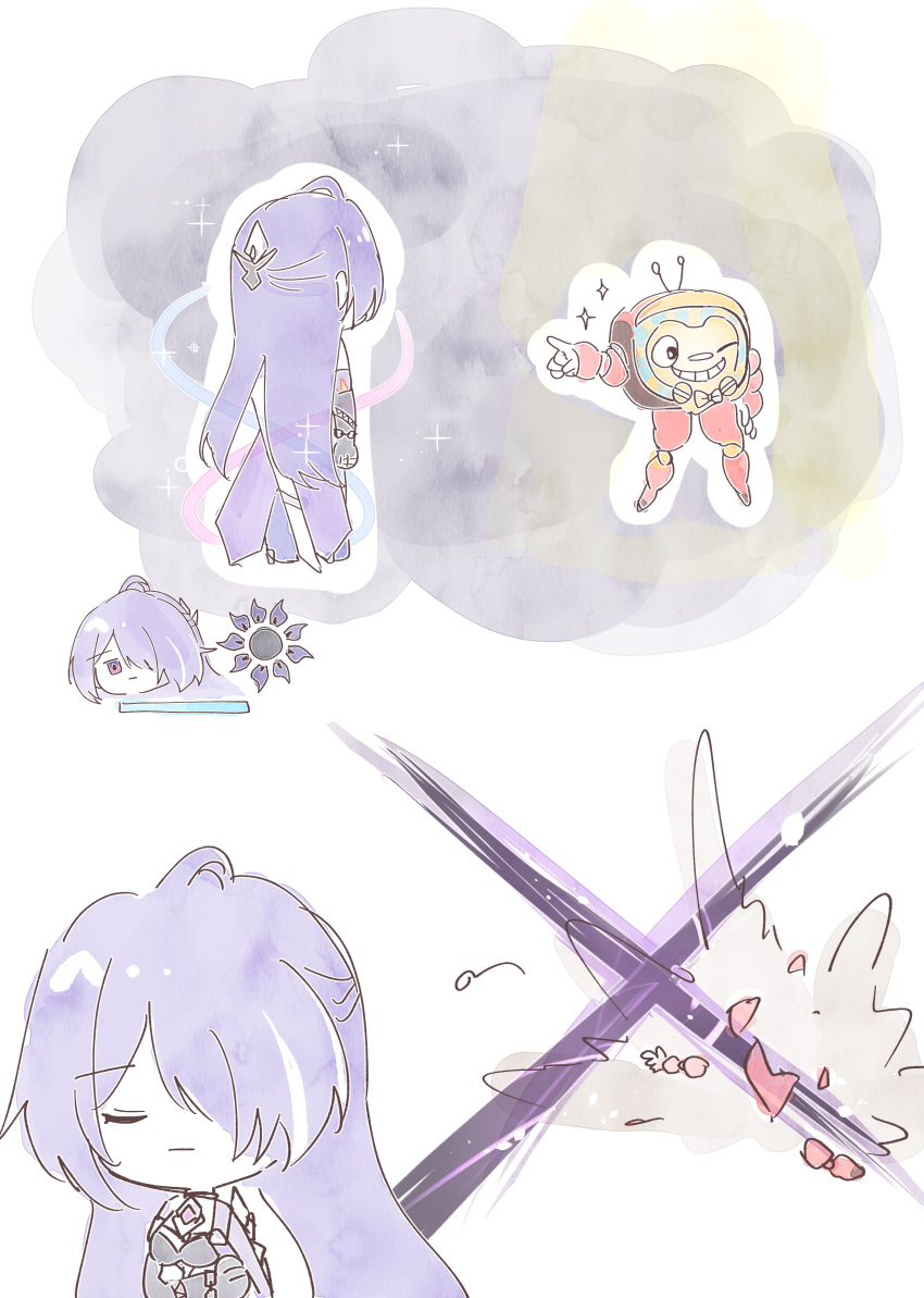 Safebooru - 1girl 1other absurdres acheron (honkai: star rail) black choker black gloves chibi ...