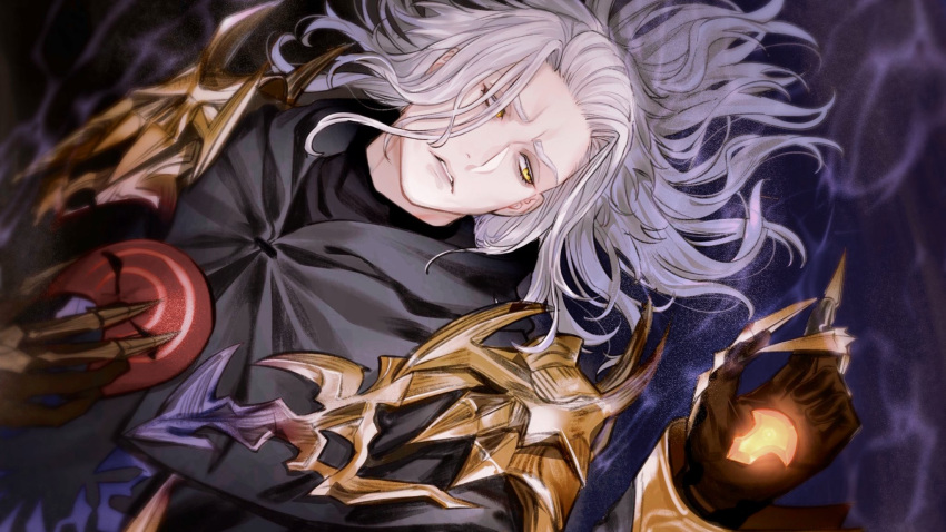 Safebooru - 1boy armor black capelet black gloves black robe capelet ...