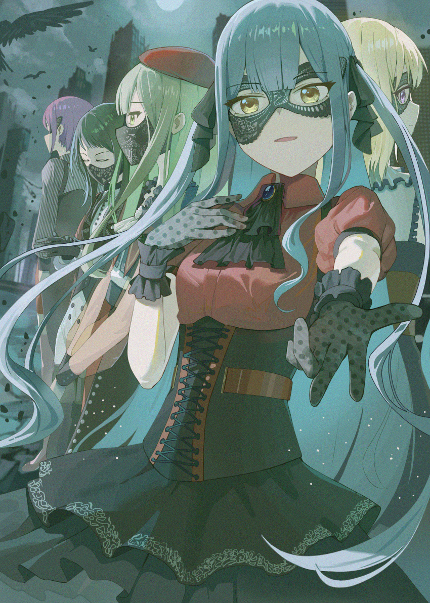 Safebooru - 5girls absurdres ascot ave mujica (bang dream!) bang dream! bird black ascot black ...