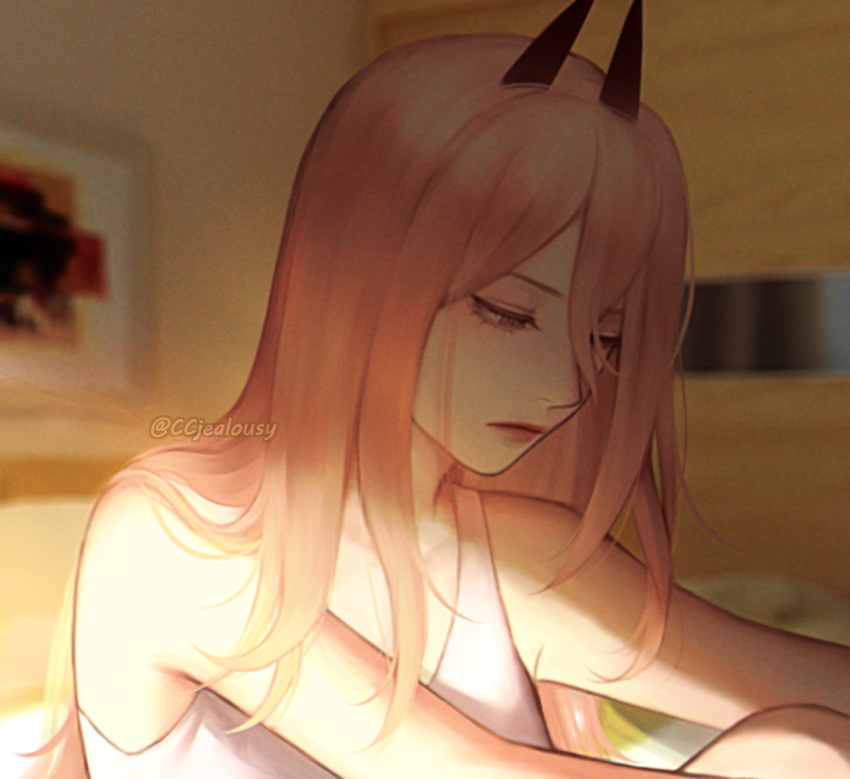 Safebooru - 1girl blonde hair blurry blurry background chainsaw man commentary czy (2894456992 ...