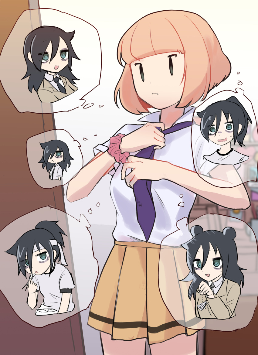 Safebooru - 2girls absurdres adjusting clothes adjusting necktie animal ears bags under eyes ...