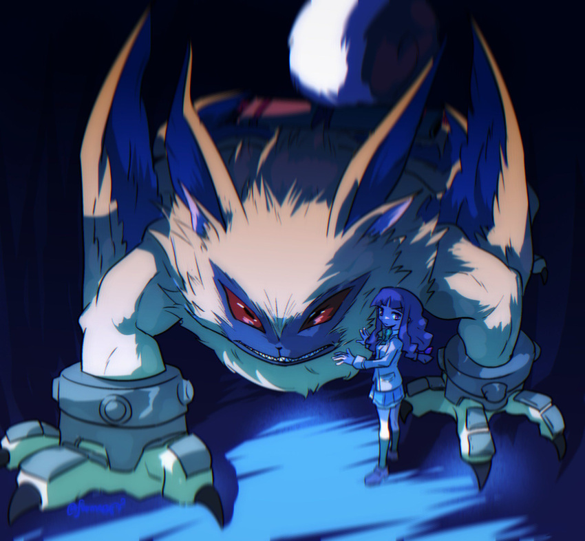 Safebooru - 1girl all fours bakamaokun body fur dark background digimon ...