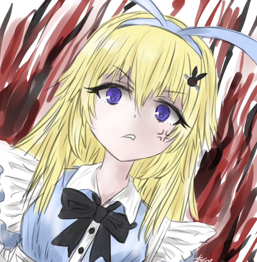 Safebooru - 1girl alice (black souls) anger vein angry black ribbon black souls blonde hair blue ...