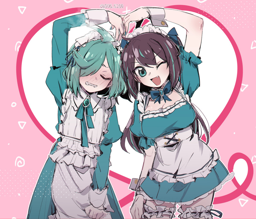 Safebooru - 2girls ;d ahoge akoya matama an sin anemo nemo apron aqua ...