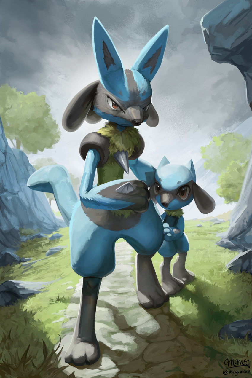 Safebooru - black fur blue fur evolutionary line full body furry grass ...