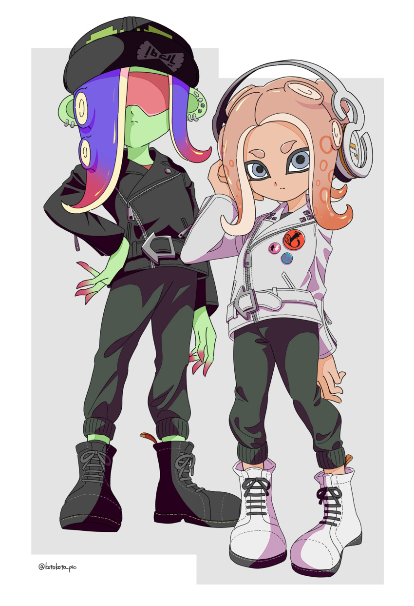 Safebooru - 2girls agent 8 (splatoon) alternate costume arm behind back ...