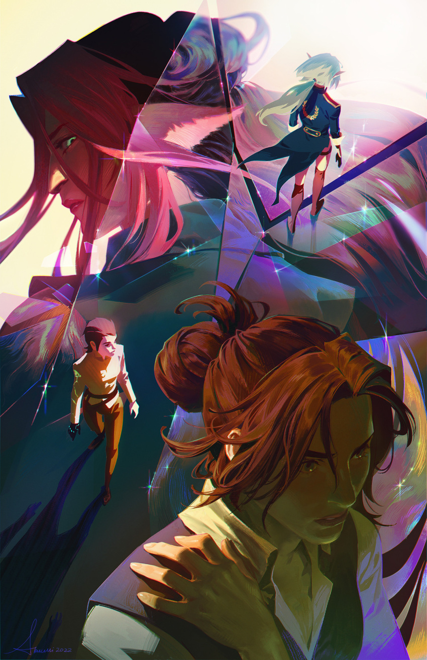 Safebooru - 2girls 2others animal ears arucelli backlighting bloom ...