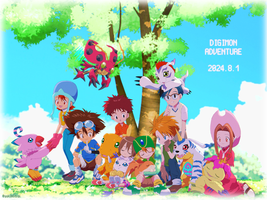 Safebooru - absurdres agumon animal hands artist logo artist name bird ...