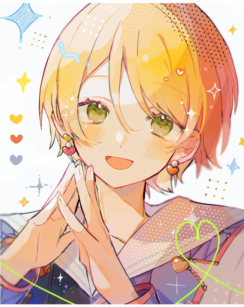 Safebooru - 1boy :d absurdres androgynous bishounen blonde hair close ...