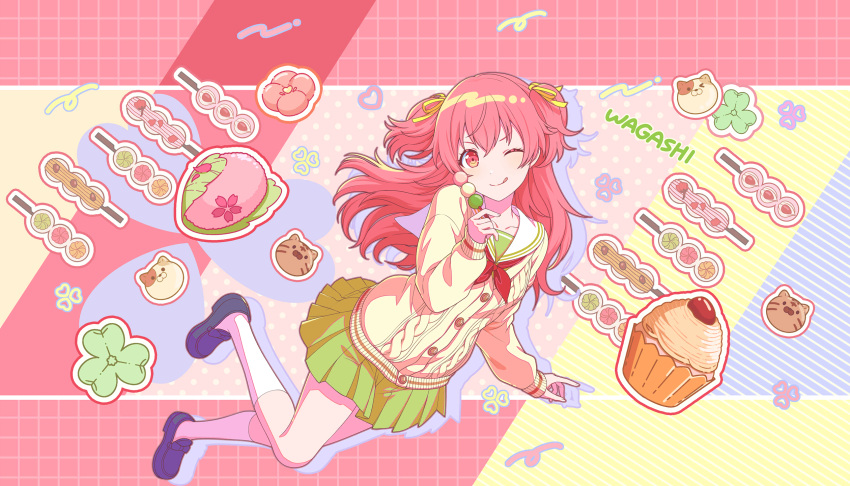 Safebooru - 1girl cardigan doughnut food game cg highres kneehighs long ...