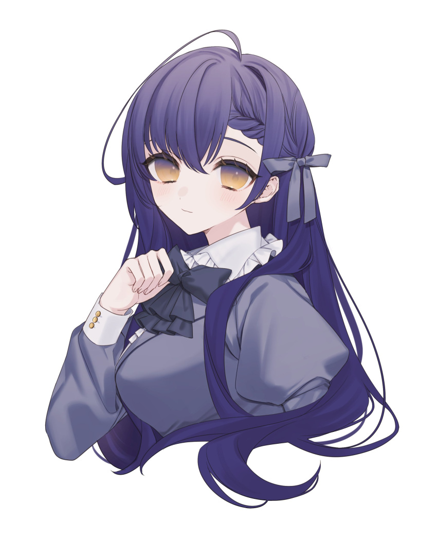 Safebooru - 1girl :3 absurdres ahoge ascot black ascot black bow black ...