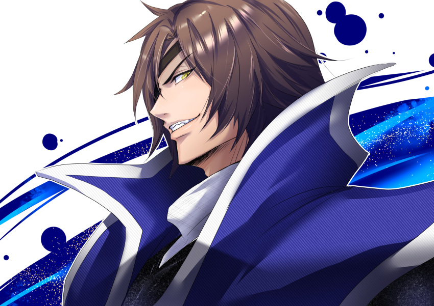 Safebooru - 1boy blue background brown hair date masamune (sengoku ...