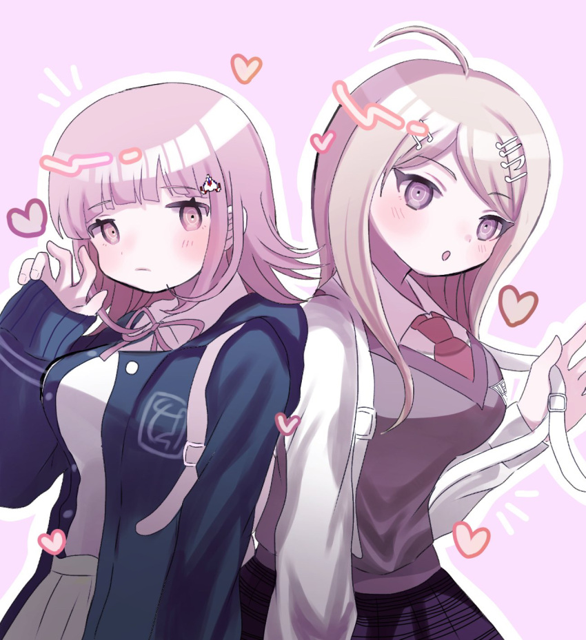Safebooru - 2girls :o akamatsu kaede black jacket black shirt blush ...