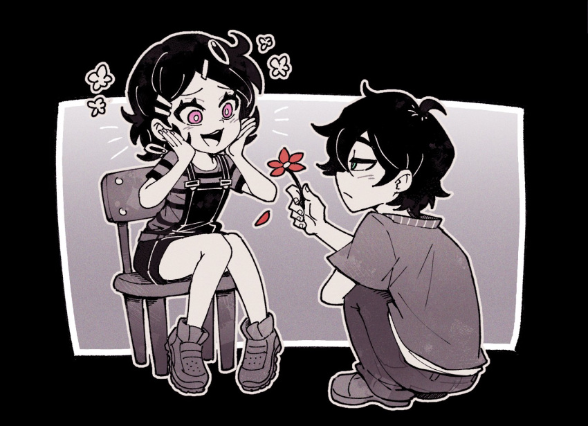 Safebooru - 1boy 1girl andrew graves ashley graves black hair flower ...