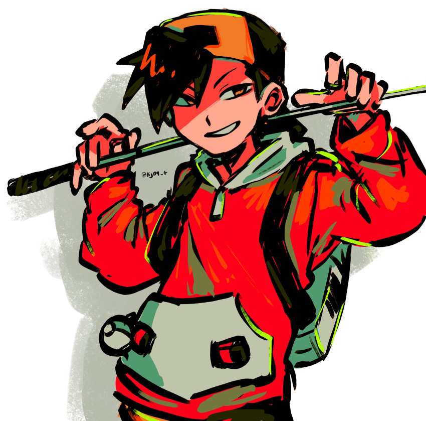 Safebooru - 1boy absurdres backpack backwards hat bag baseball cap brown eyes brown hair cue ...