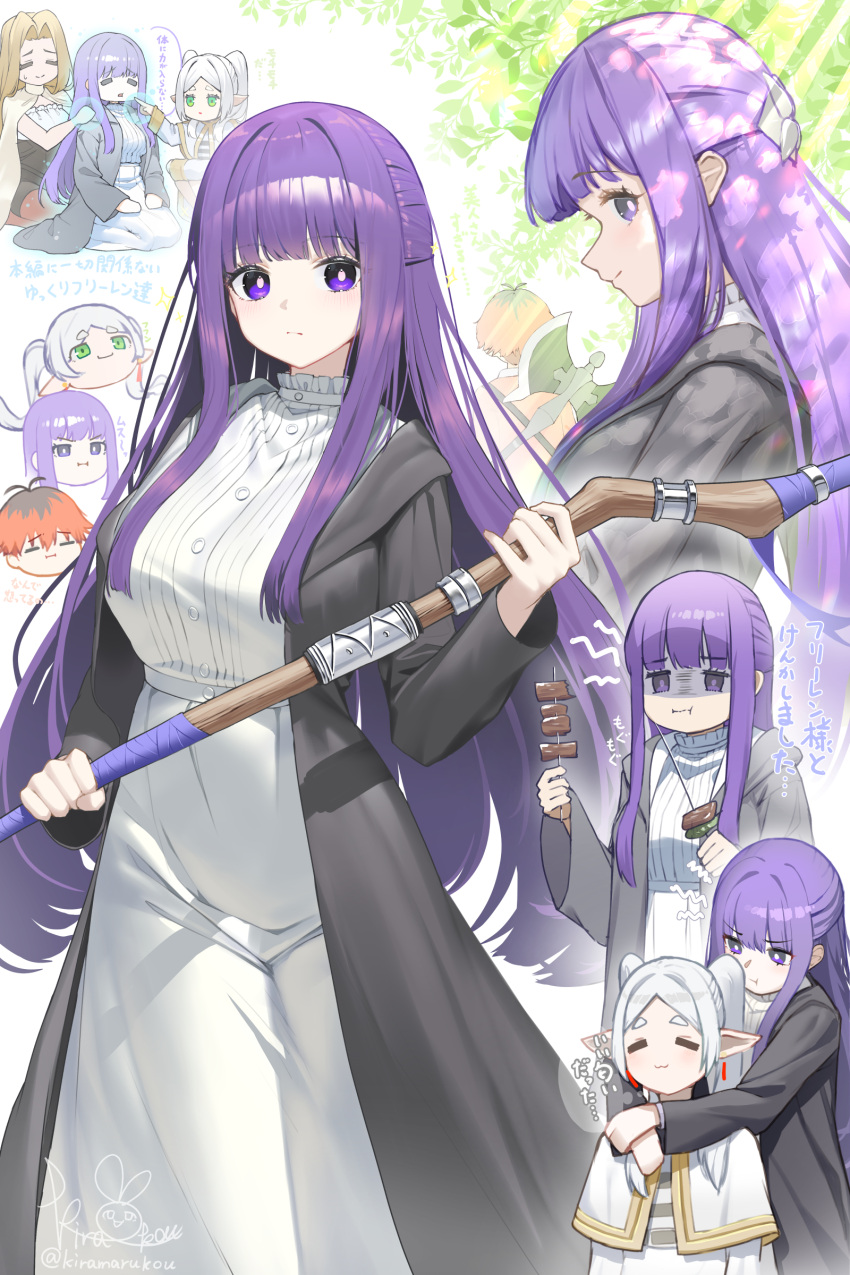 Safebooru - 1boy 4girls = = absurdres axe battle axe black cloak black hair blunt bangs blunt ...
